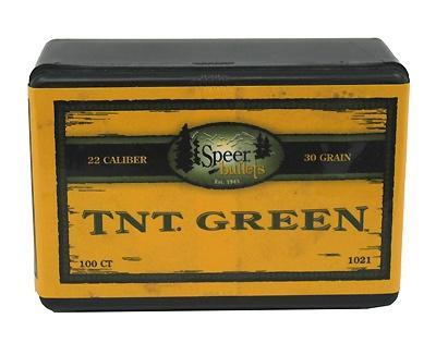 Speer TNT Green Rifle Bullets .22 cal Hornet .224" 30 gr TNT- grN 100 ...