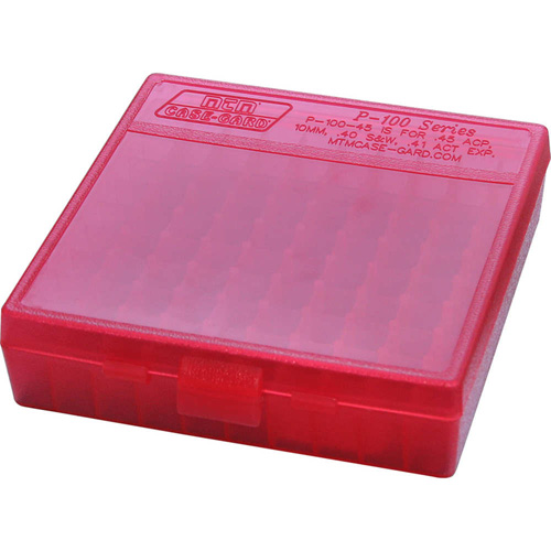 P-100 Series Large Handgun Ammo Box - 100 Round Clear Red - Handgun ...