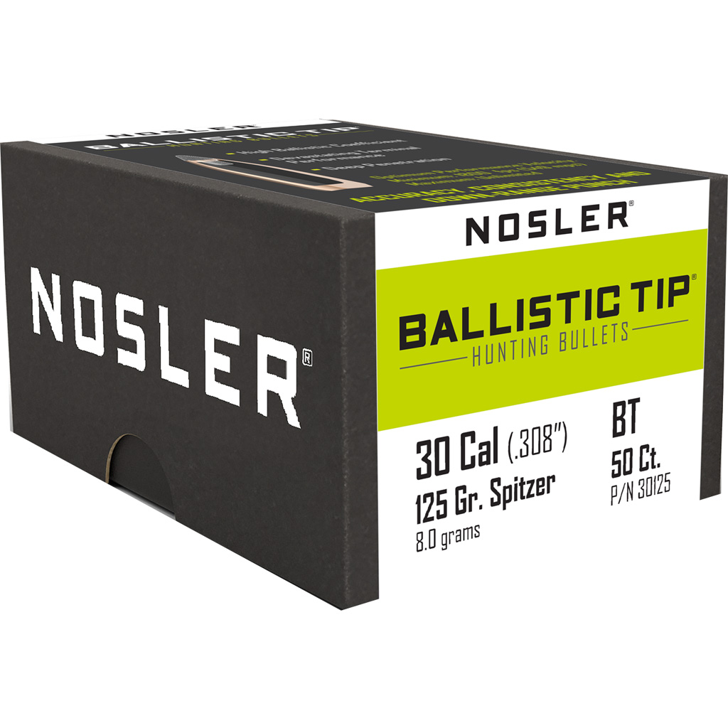 Nosler Ballistic Tip Hunting Bullets .30 Cal. 125 Gr. Spitzer Point 50 ...