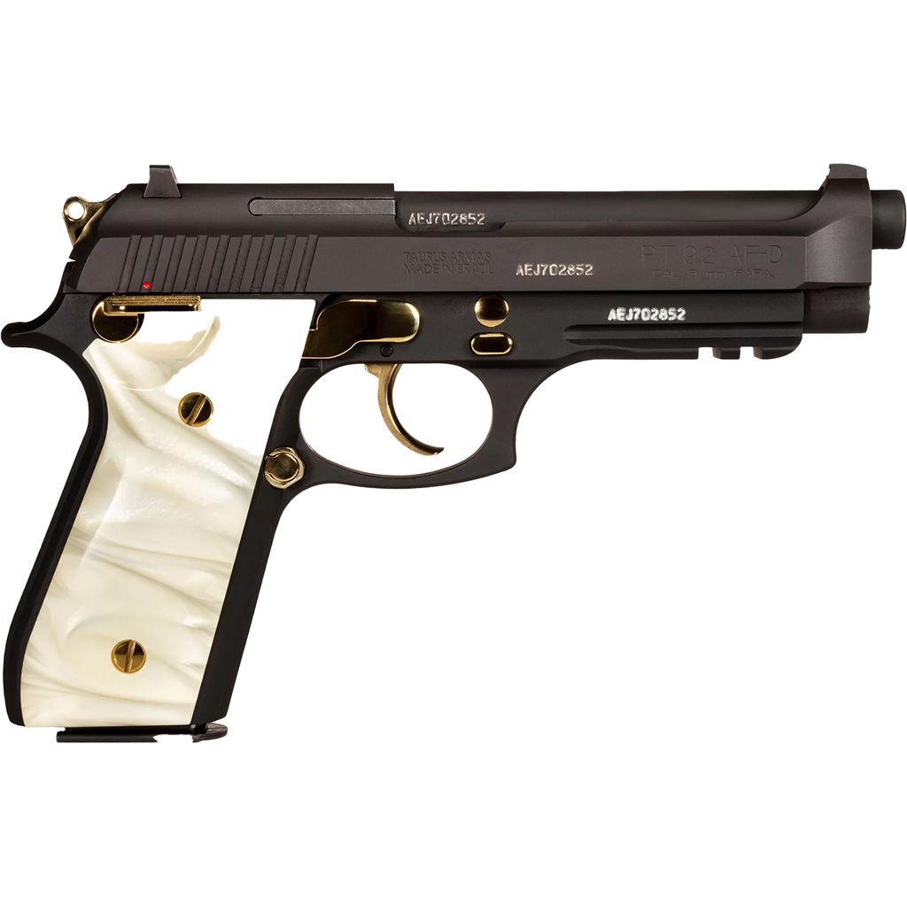Taurus Pt92 Pistol 9mm 5 In. Gold Accent And Pearl Grip 17 Rd. - Semi ...