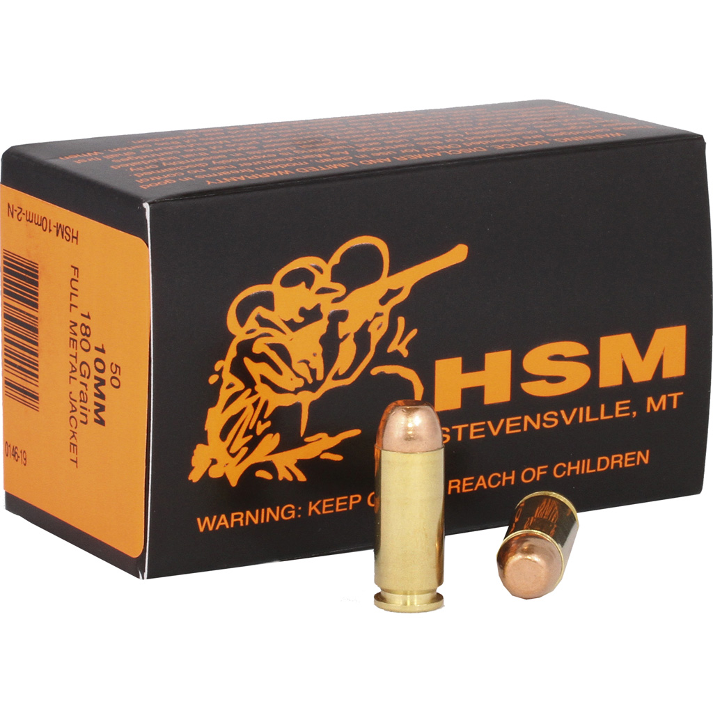 Hsm Training Handgun Ammunition 10mm Auto Fmj 180 Gr. 50 Rd. - Pistol ...