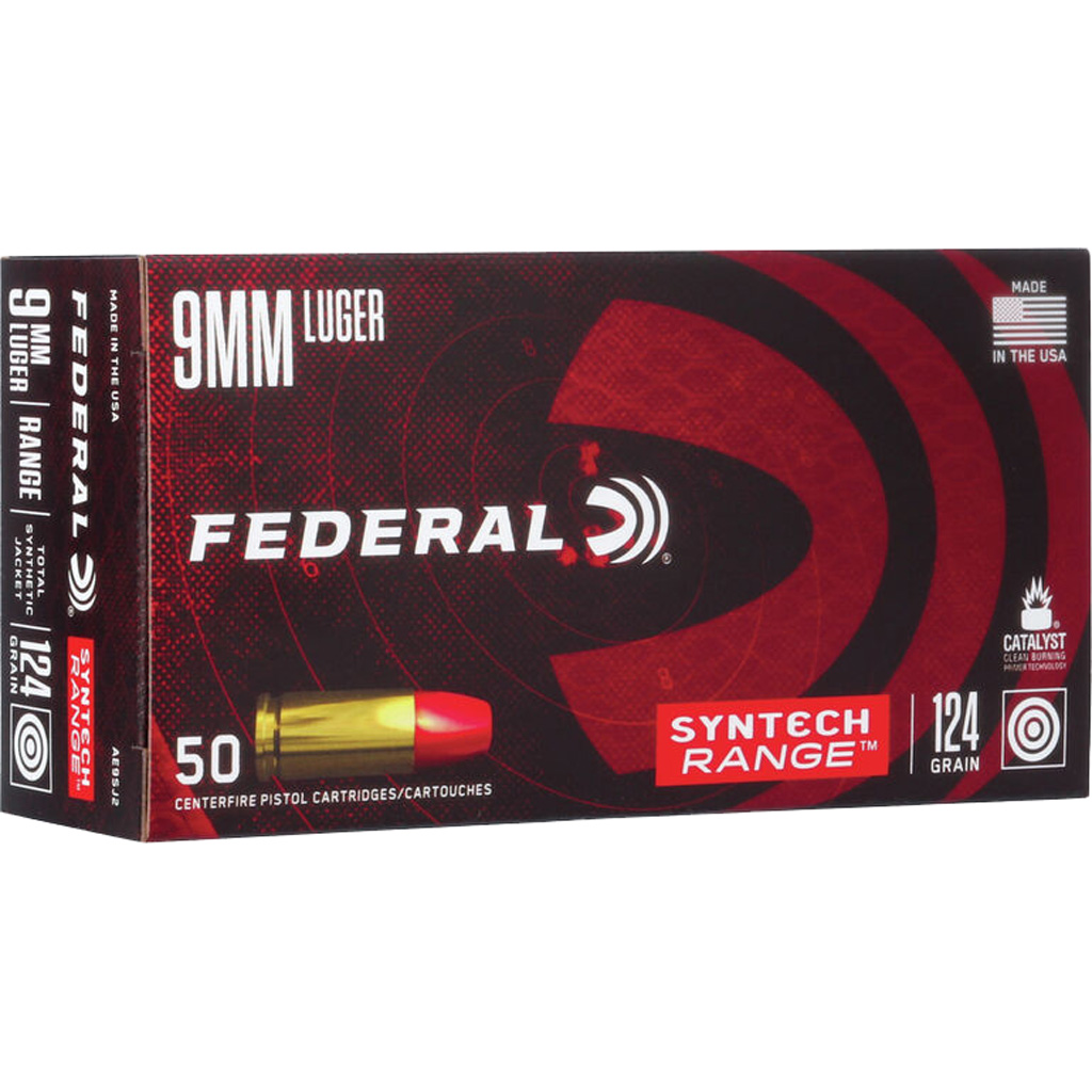 Federal Syntech Range Pistol Ammo 9mm 124 Gr. Tsj Rn 50 Rd. - Pistol ...