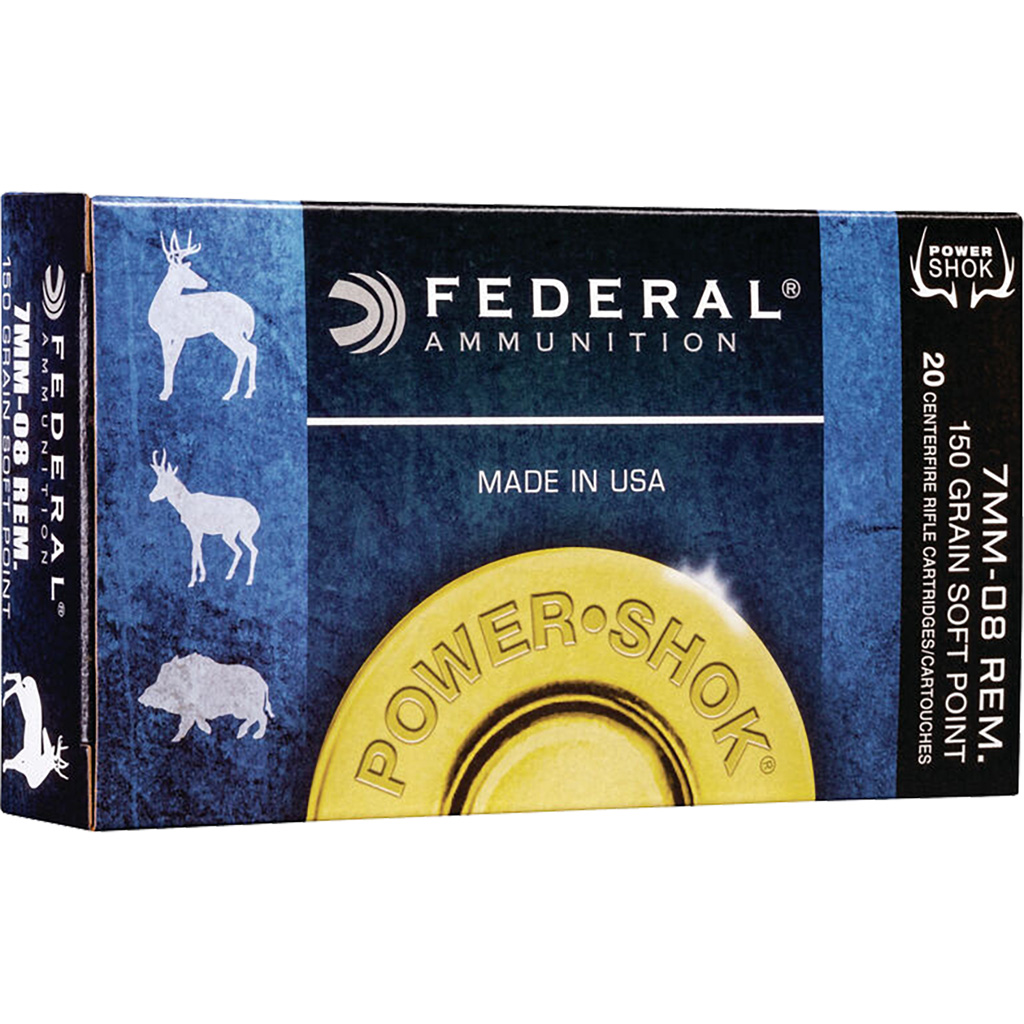 Federal Power-shok Rifle Ammo 7mm-08 Rem 150 Gr. Jacketed Soft Point 20 ...