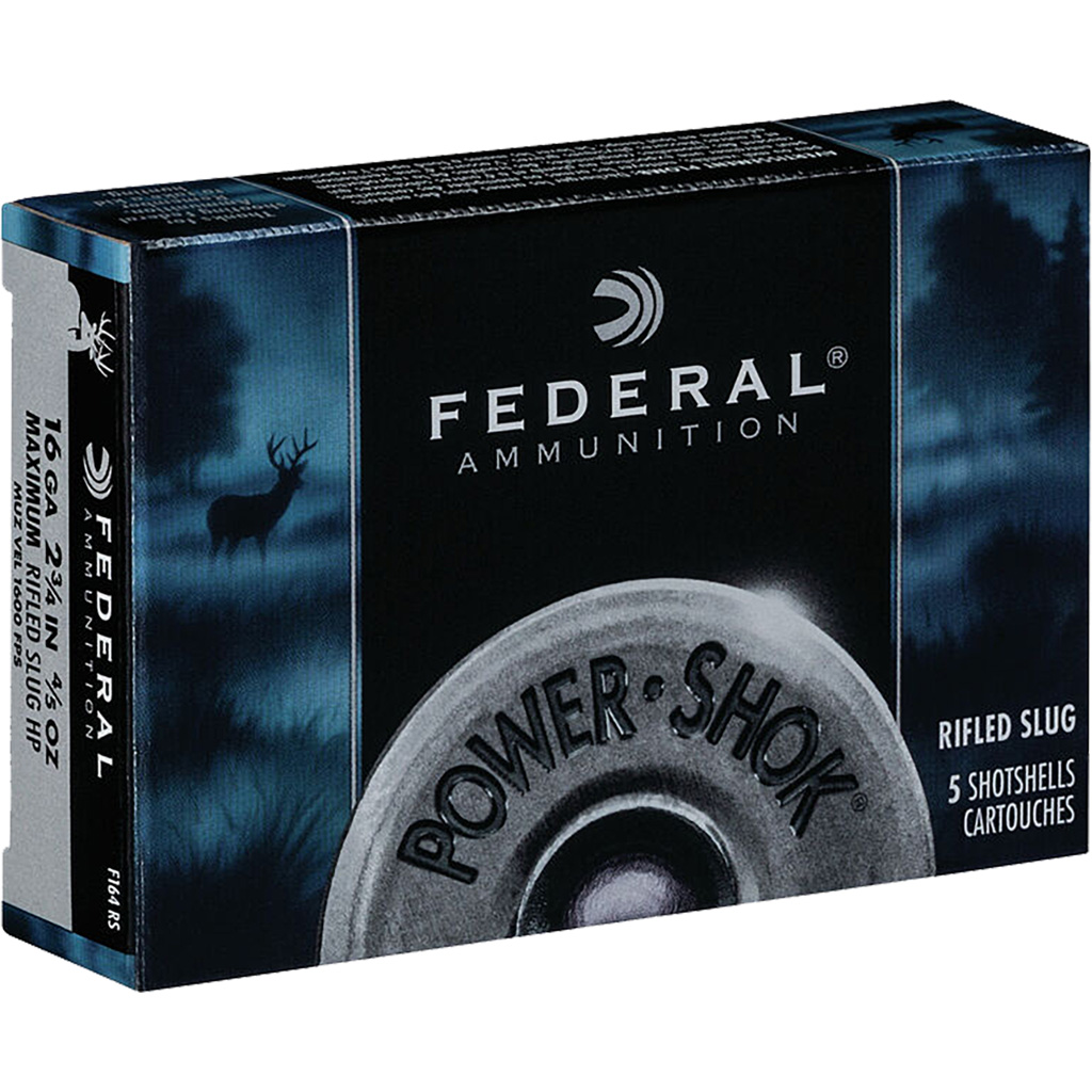 Federal Power-shok Load 16 Gauge 2.75 In. 4-5 Oz. Slug Shot 5 Rd ...