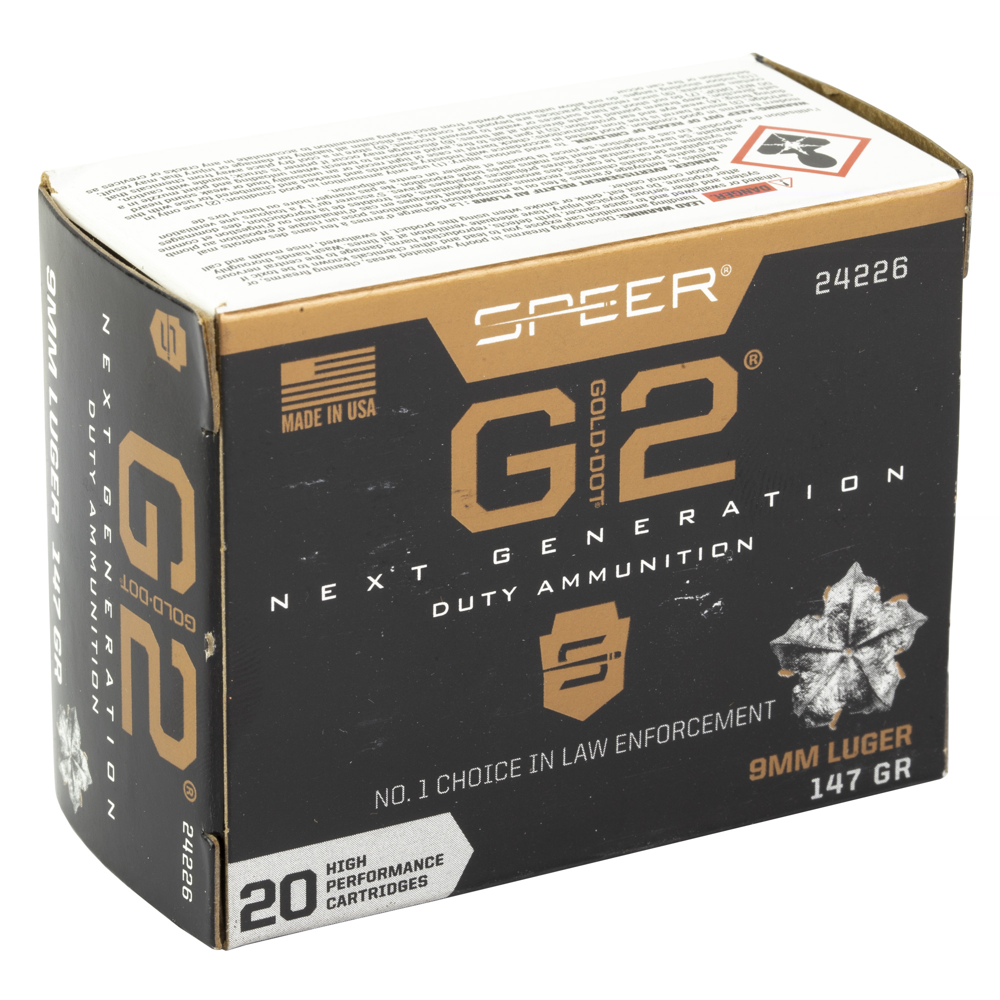 Speer Ammunition Gold Dot G2 9MM 147 Grain Hollow Point 20 Round Box ...