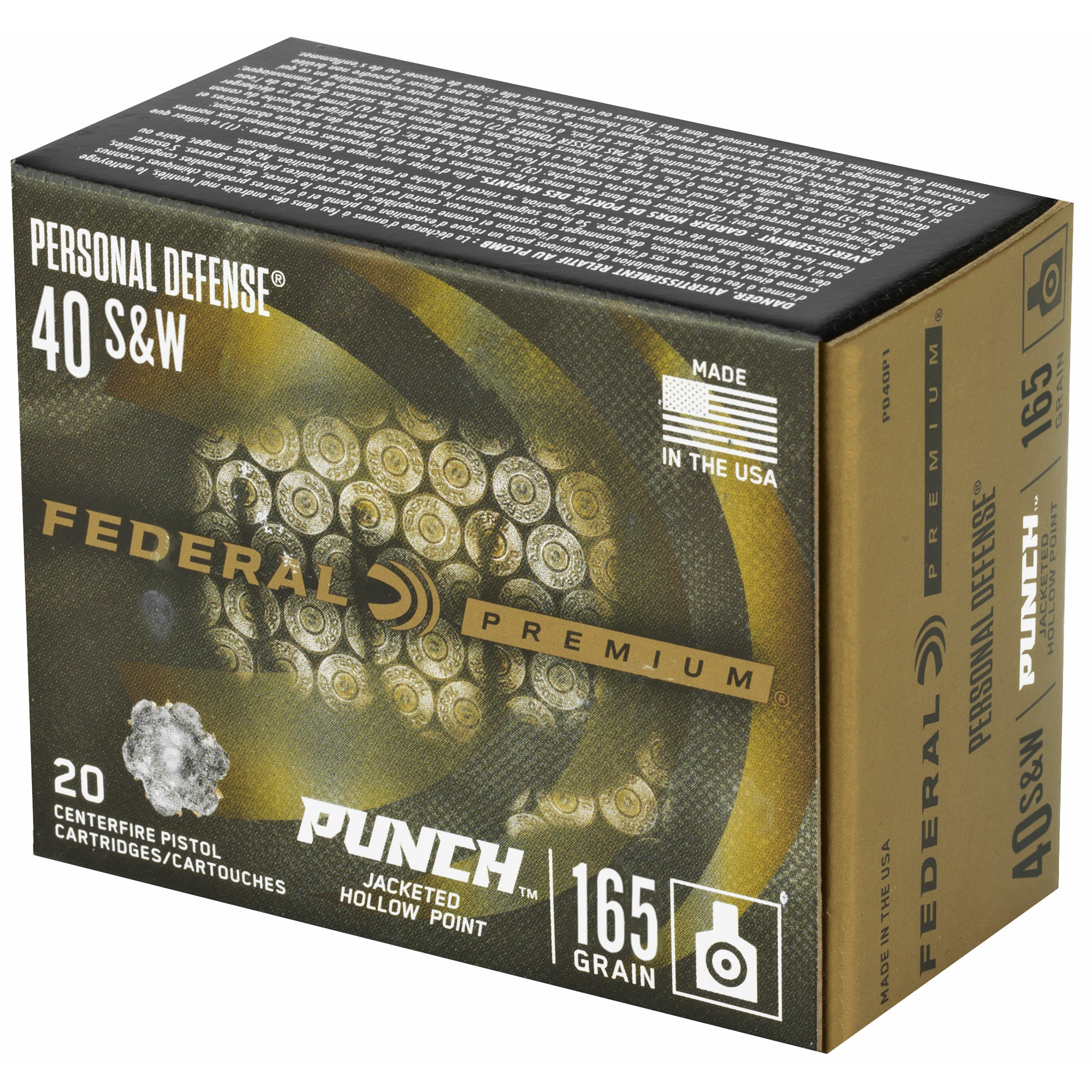 Fed Punch 40 S&w 165gr Jhp 20-200 - Other Ammunition at GunBroker.com : 1106624986