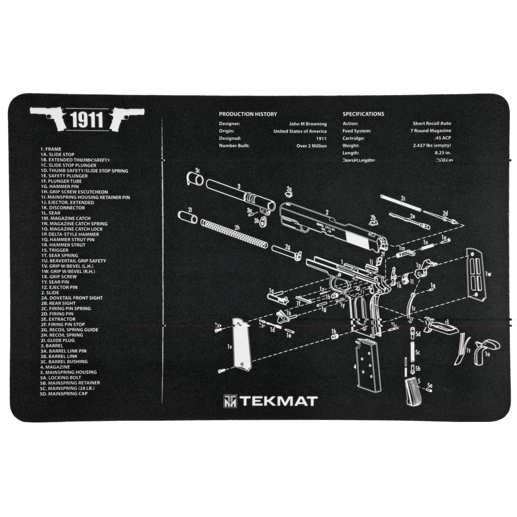 Tekmat Pistol Mat 1911 Blk - Gun Cleaning Kits & Gun Cleaning Supplies ...
