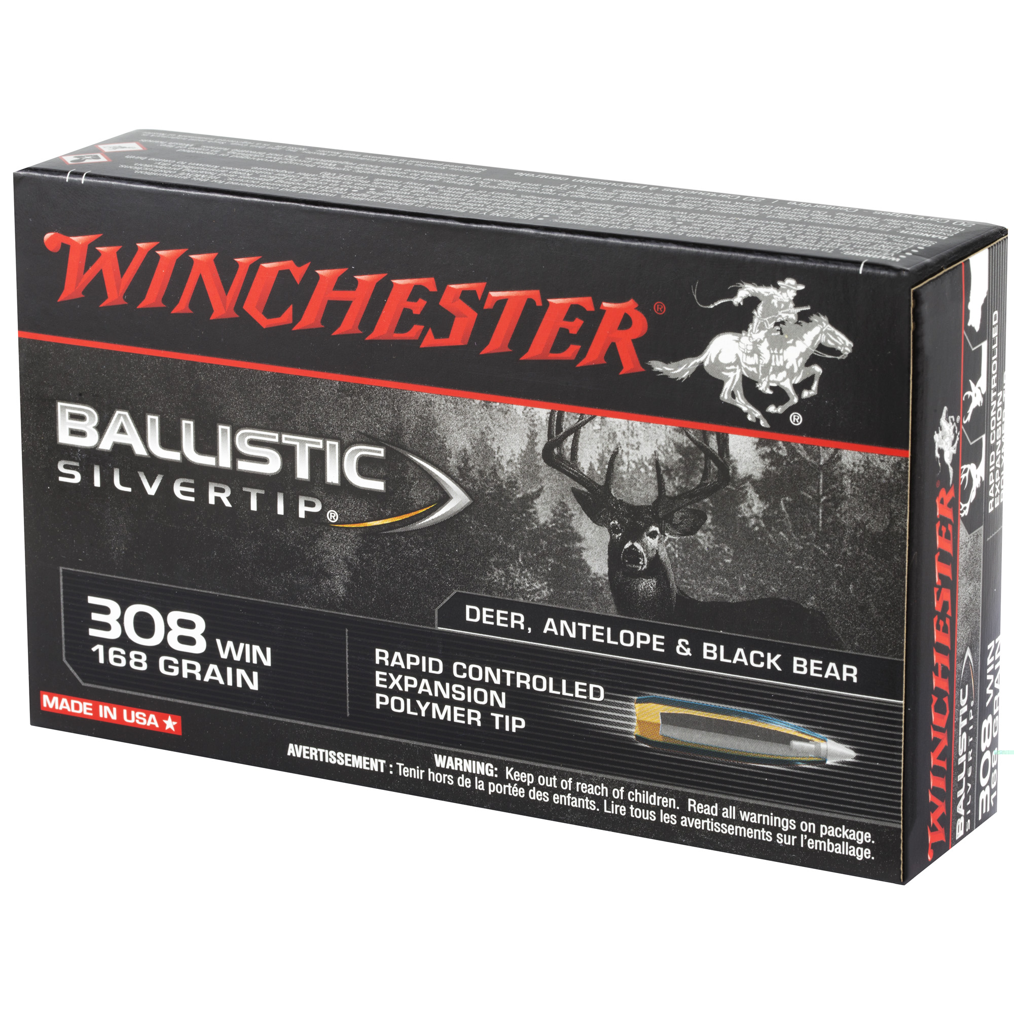 Winchester Ammunition Ballistic Silvertip 308 Win 168 Grain 20 Round ...