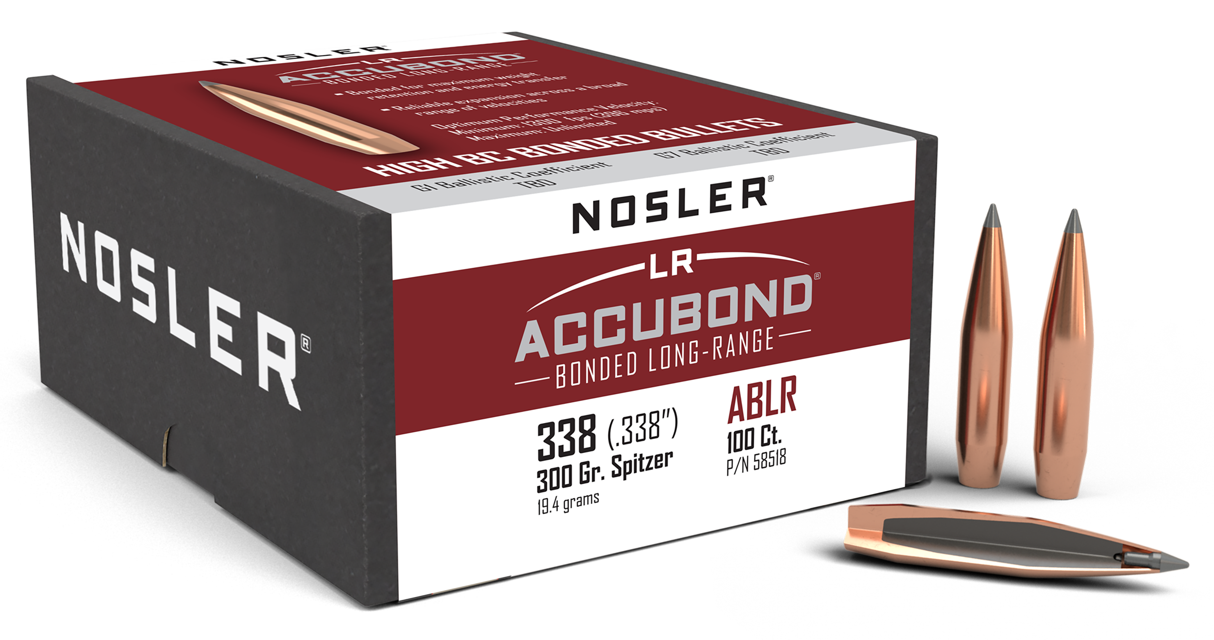 Nosler Accubond, Nos 58518 Lr 338 300 Sp 100 - Other Ammunition at GunBroker.com : 1080777369