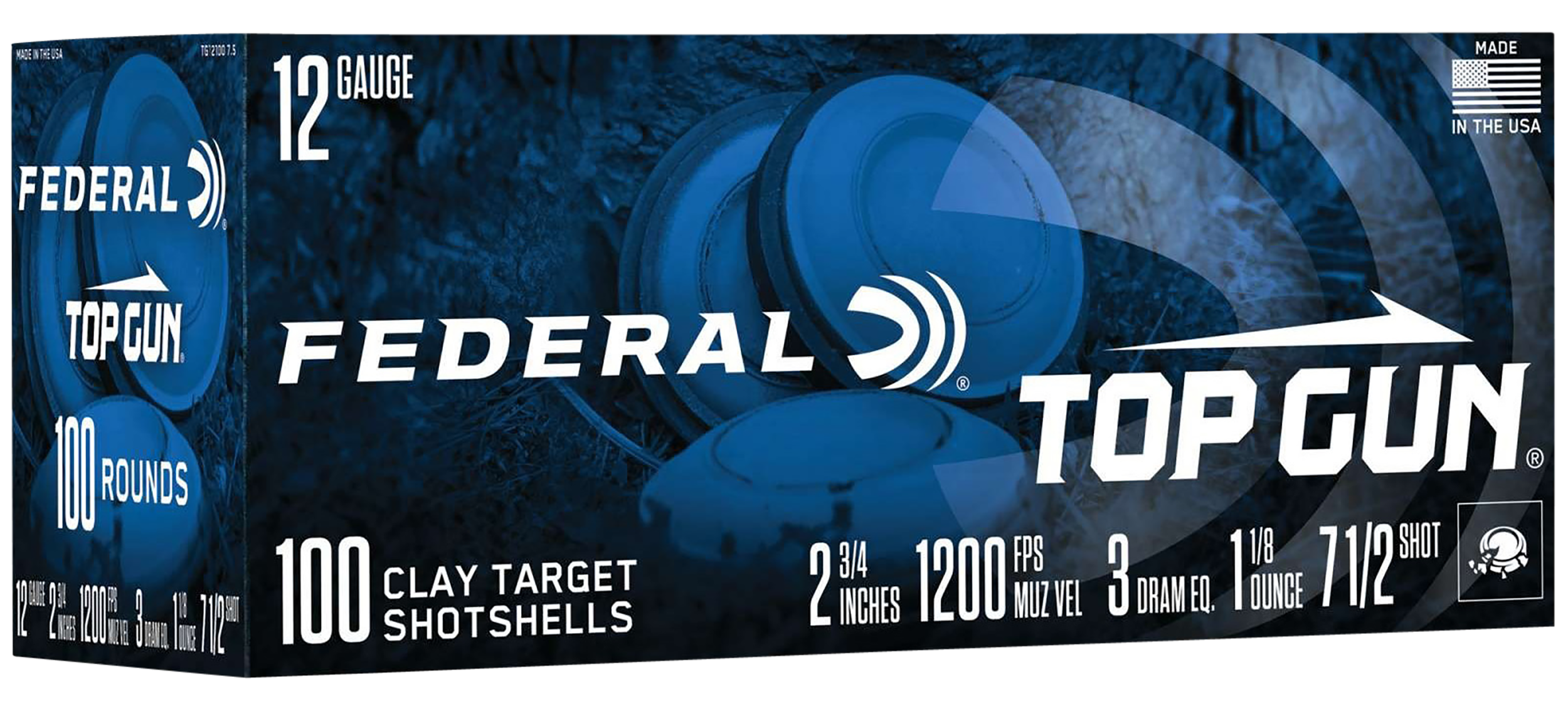 Federal Top Gun, Fed Tg1210075 12 2.75 7.5 1-1-8 100-2 - Shotgun Shells ...