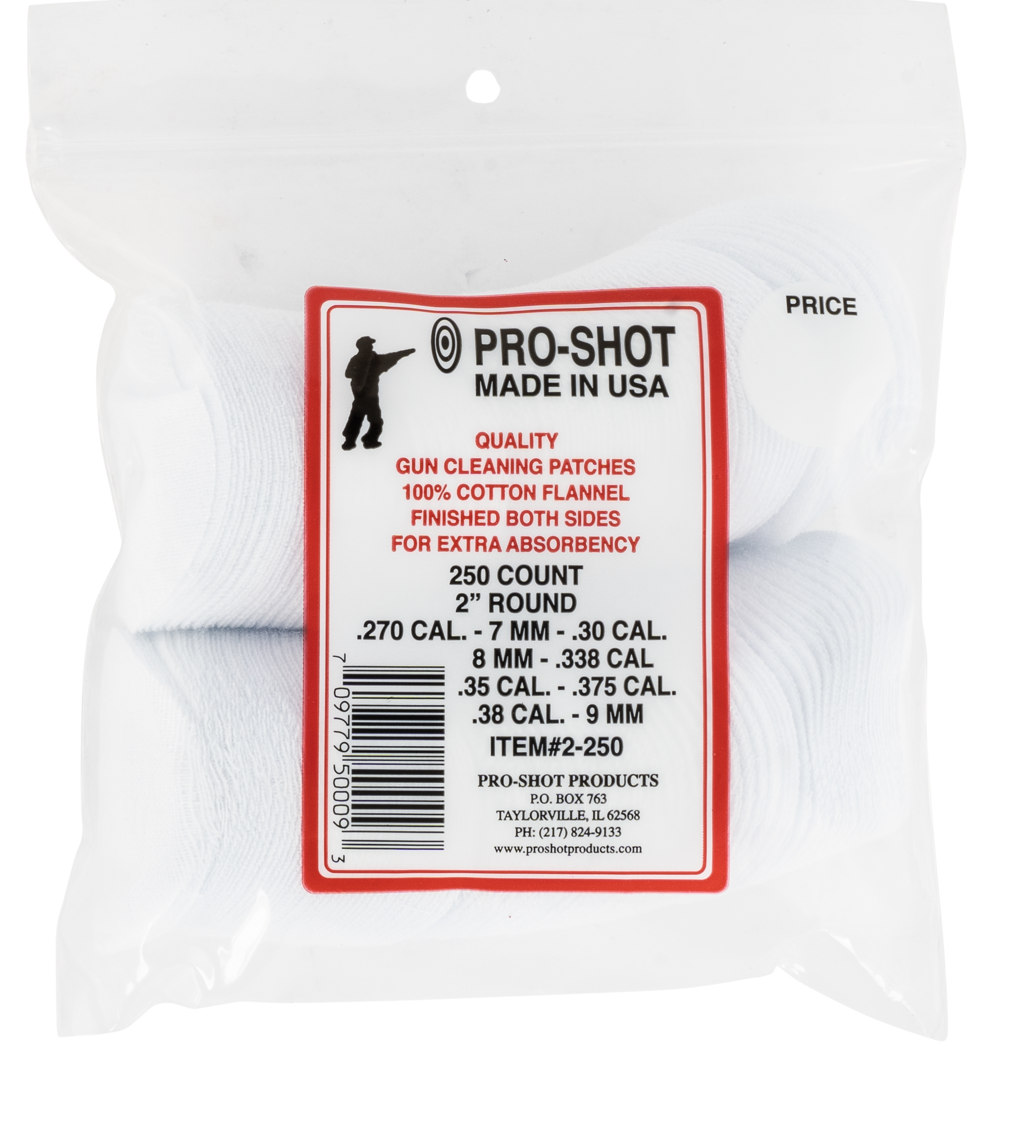 Pro-shot Cleaning Patches, Proshot 2-250 270-.38 2"round Patch 250 ...