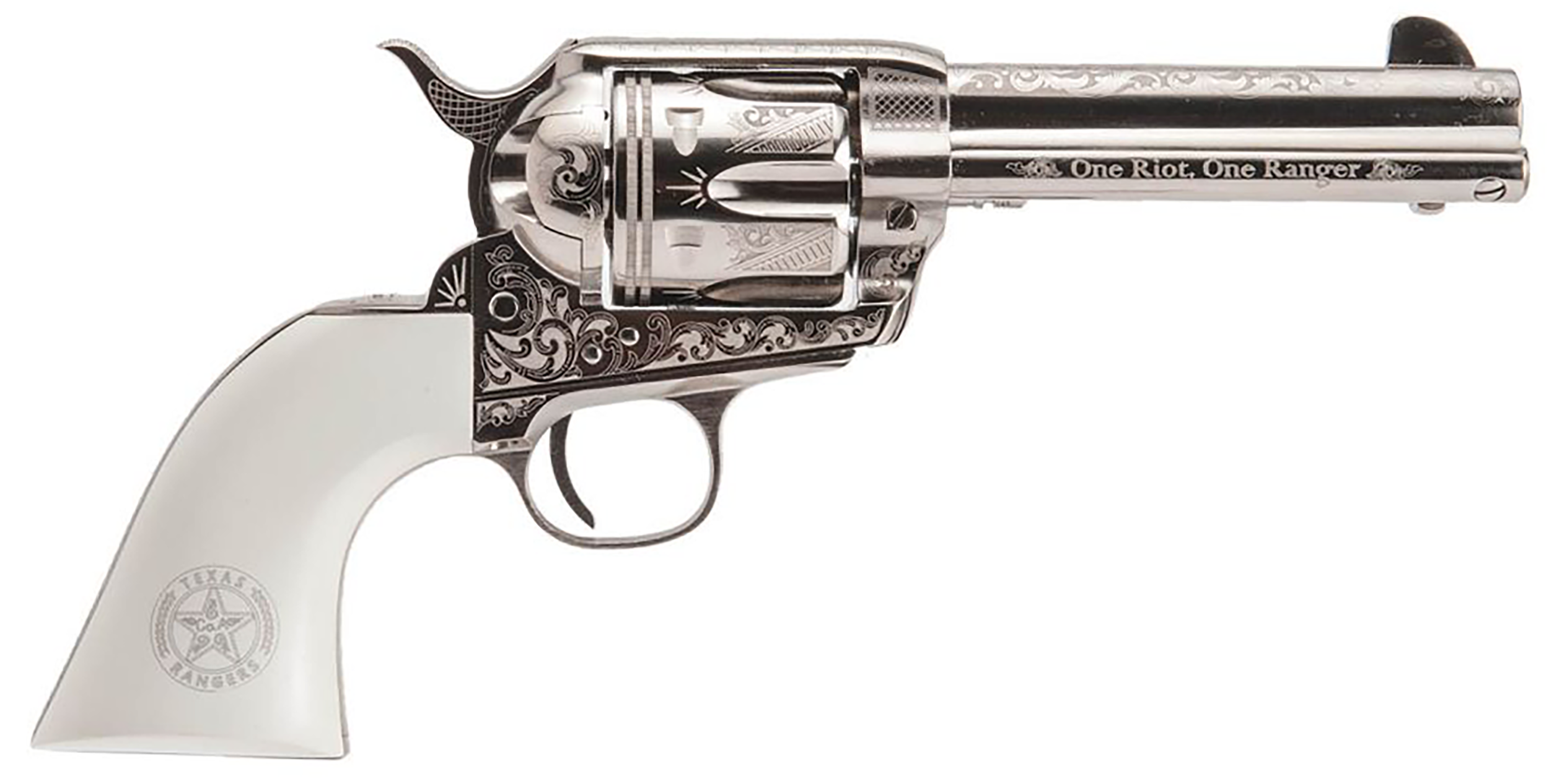 Cimarron Frontier, Cim Pp410lntxr Texas Ranger 4.75 45lc Pw Nick - Revolvers at GunBroker.com ...