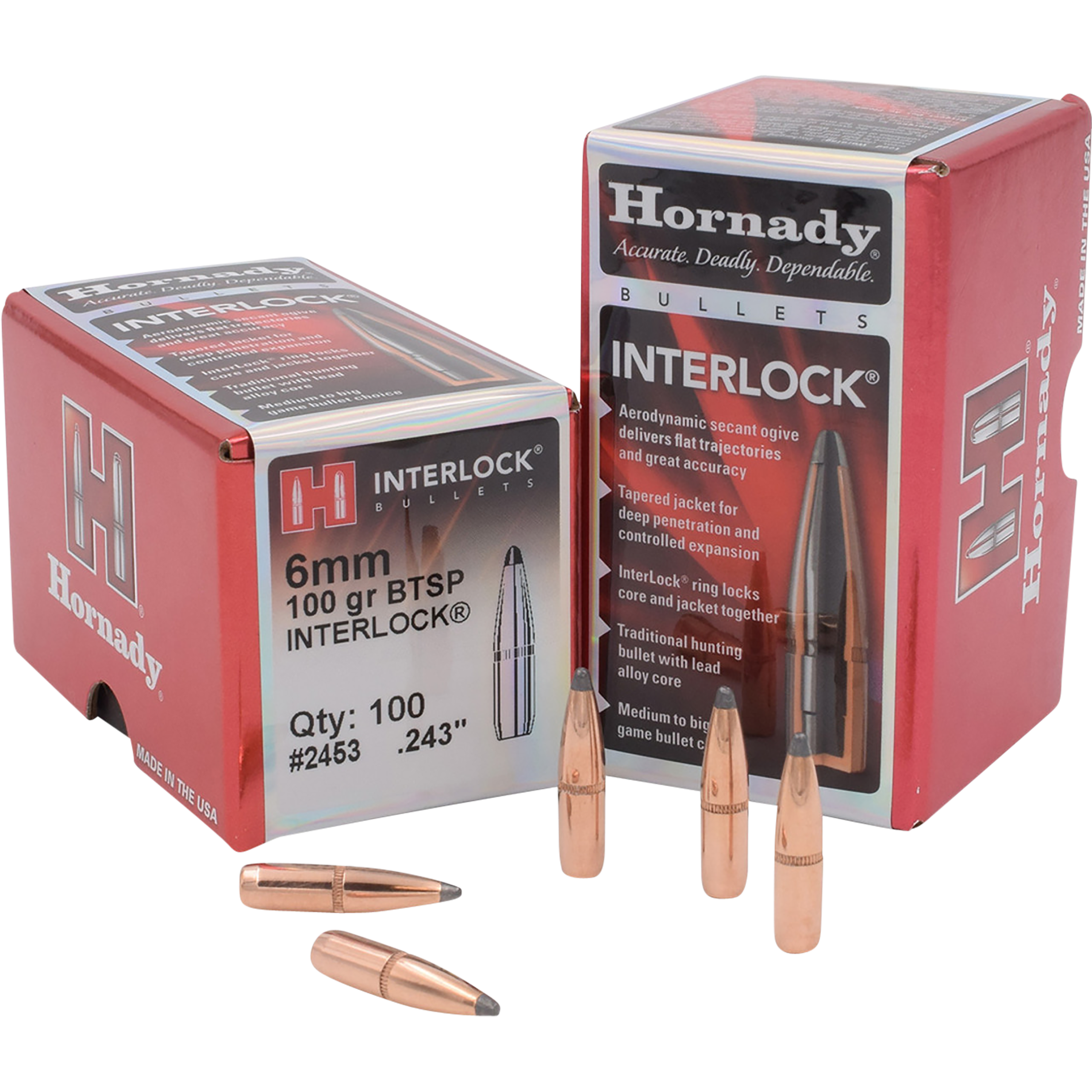 Hornady Interlock, Horn 2453 Bull .243 100 Btsp 100-25 - Other ...