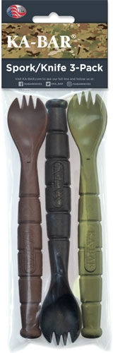 Ka-bar Mil-spec Spork-knife - 3 Pack Od Green-black-brown - Pocket ...